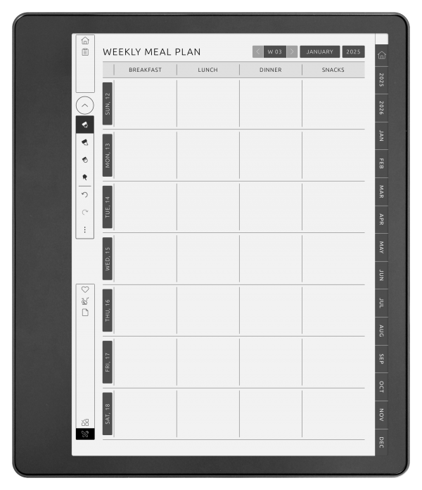 Customizable Kindle Scribe Meal Planner with Hyperlinked PDF
