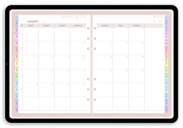 Download Monthly Digital Planner PDF for GoodNotes, iPad