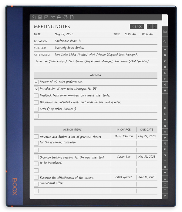 Download BOOX Note Business Meeting Notes Hyperlinked PDF
