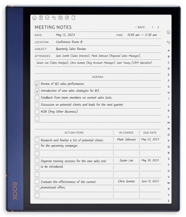 Download BOOX Note Business Meeting Notes Hyperlinked PDF