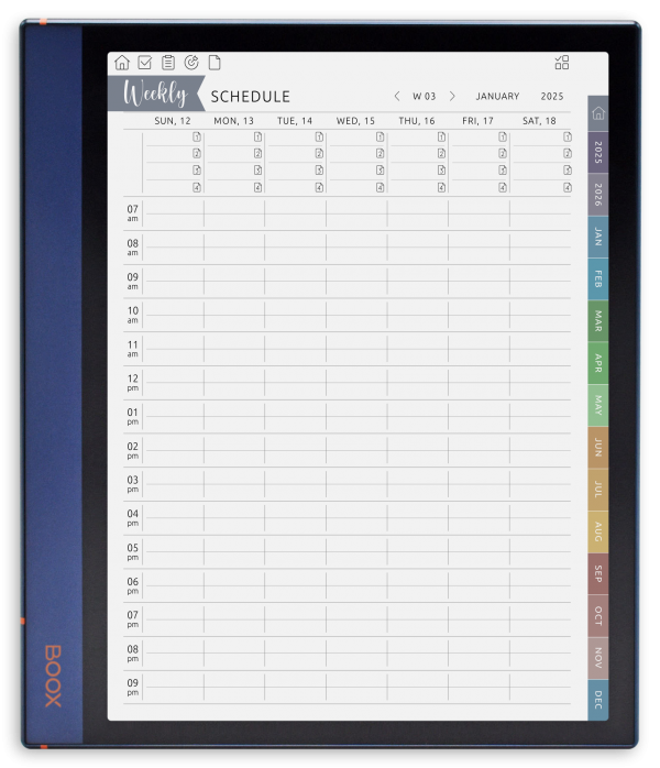 Download Weekly Schedule Planner Hyperlinked PDF for ONYX BOOX