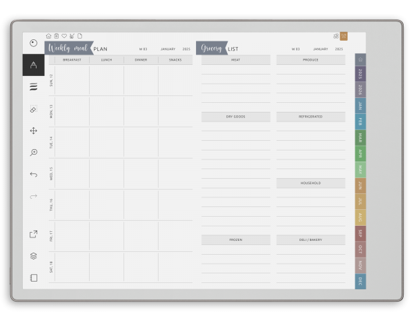 Meal Planner for reMarkable 2 / Paper Pro - Download PDF