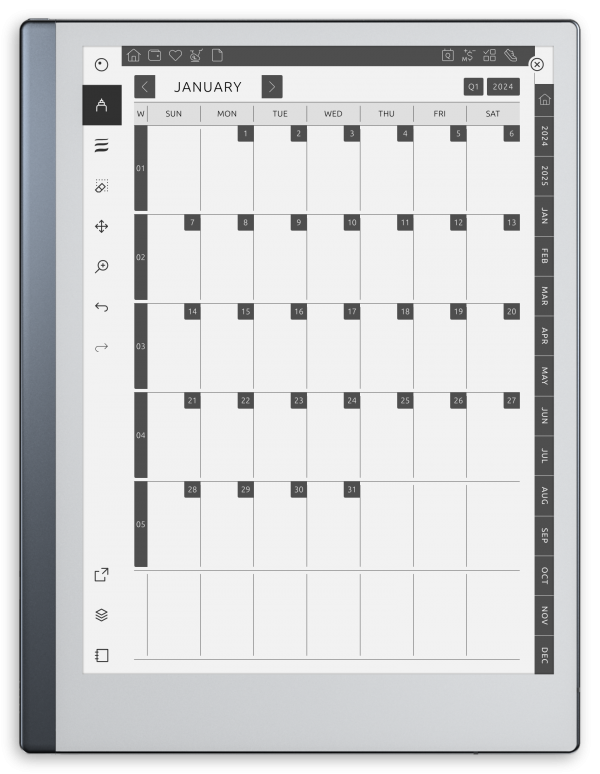 Monthly Planner for reMarkable – Customizable Hyperlinked Template
