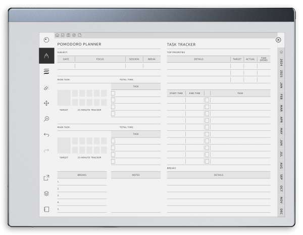 Productivity Planner for reMarkable - Download Customizable PDF