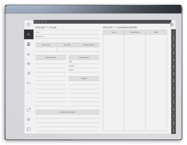 Project Planner for reMarkable - Download Hyperlinked PDF
