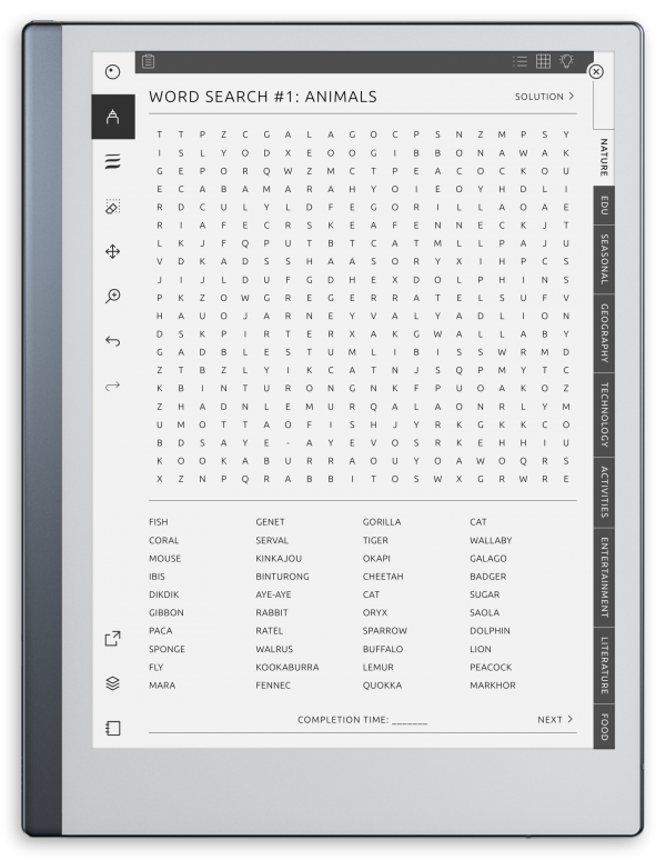Word Search Puzzles for reMarkable – Fun Brain Game Templates