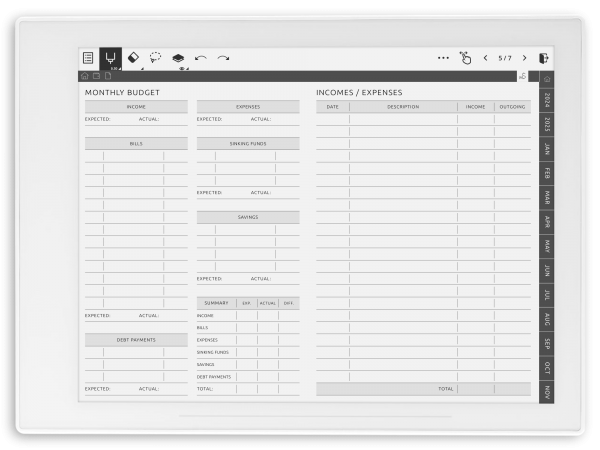 Download Budget Planner PDF for Supernote A5 X & A6 X
