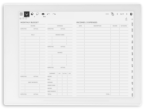 Download Budget Planner PDF for Supernote A5 X & A6 X