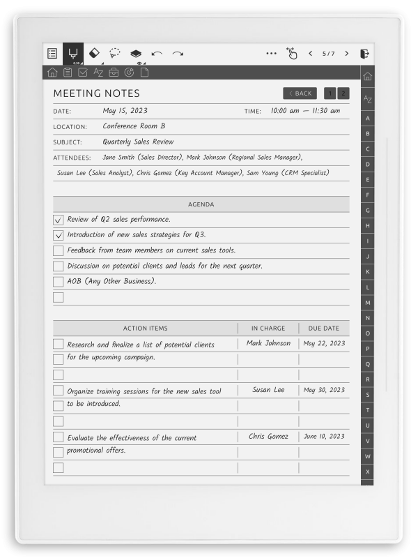 Download Business Meeting Notes PDF for Supernote A5 X & A6 X