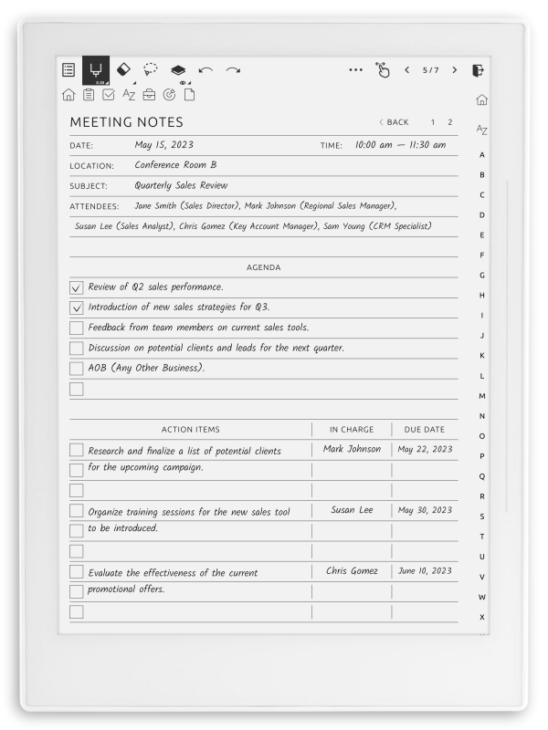 Download Business Meeting Notes PDF for Supernote A5 X & A6 X