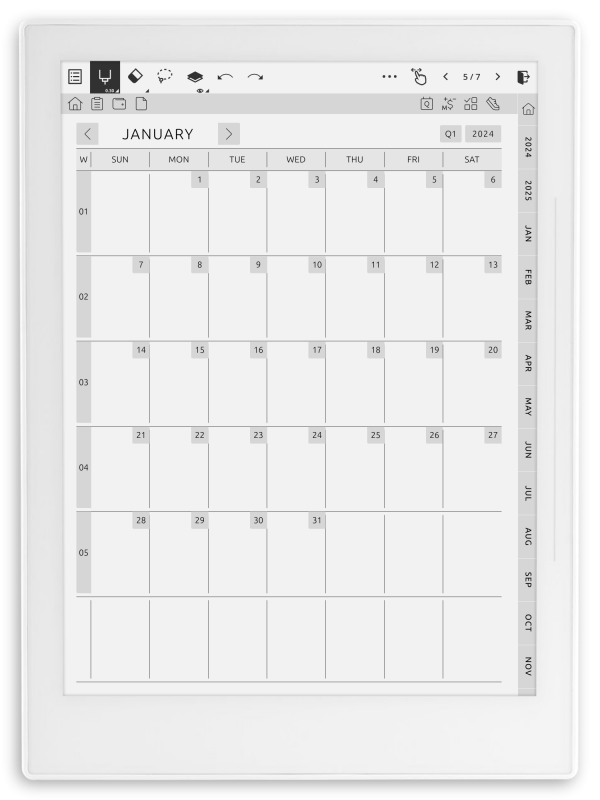 Download Monthly Calendar 2026 - 2031 for Supernote A5 X & A6 X