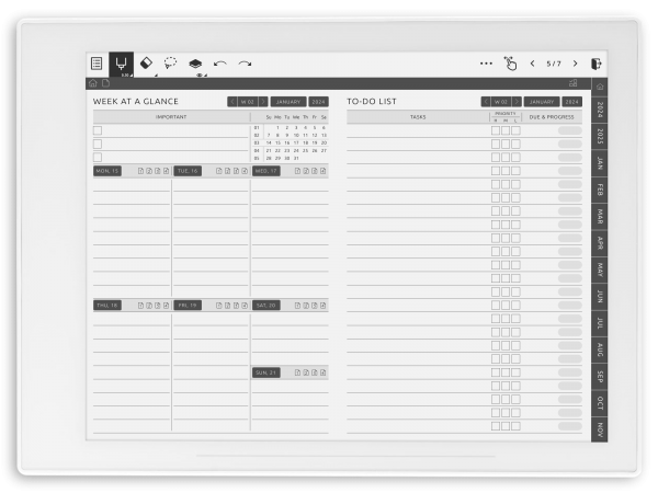 Download Weekly To-Do planner PDF for Supernote A6X & A5X