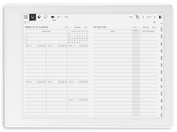 Download Weekly To-Do planner PDF for Supernote A6X & A5X