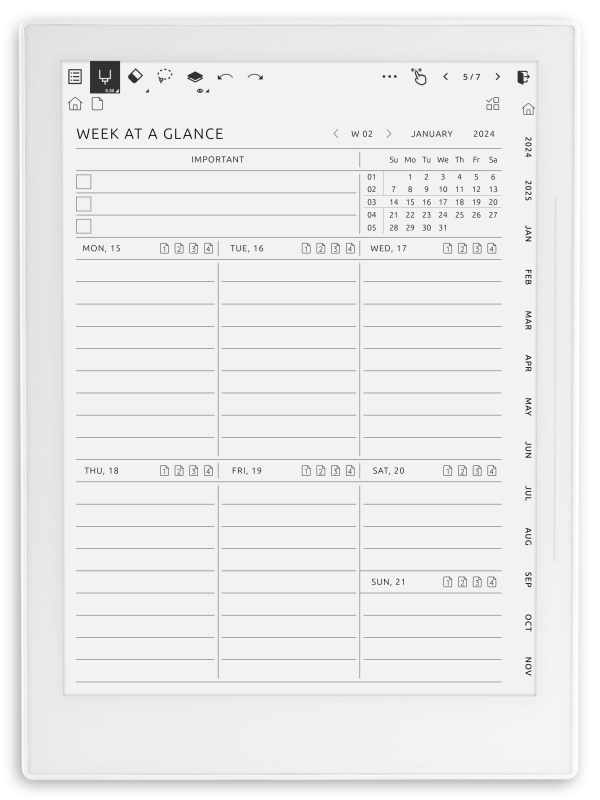 Download Weekly Journal PDF for Supernote A6X & A5X