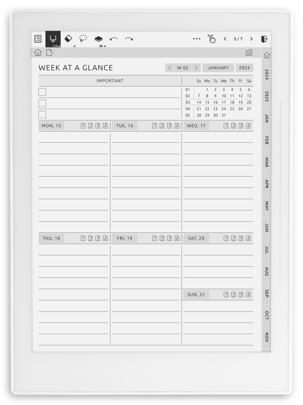 Download Weekly Journal PDF for Supernote A6X & A5X