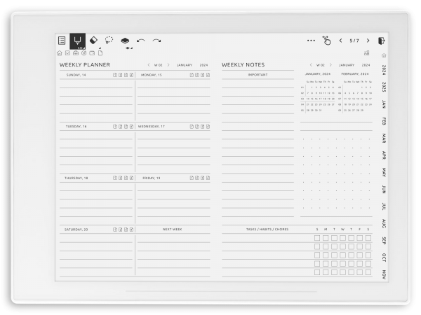 Download Supernote A5 X & A6 X Weekly Planner Hyperlinked PDF