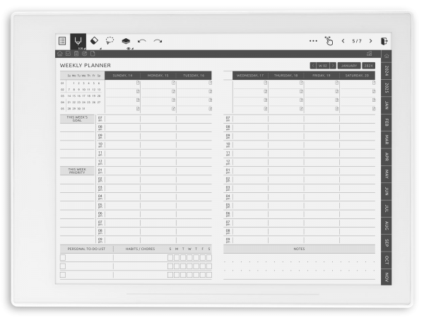 Download Supernote Weekly Schedule Planner Hyperlinked PDF