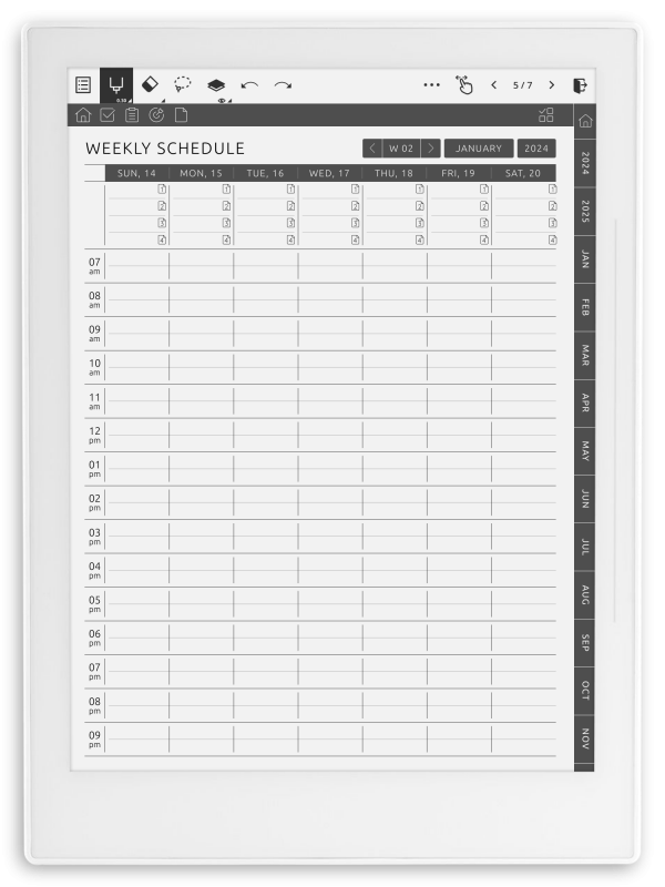 Download Supernote Weekly Schedule Planner Hyperlinked PDF