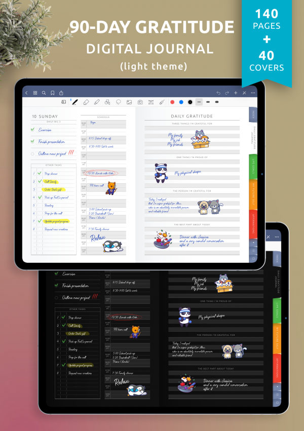 Download 90-Day Gratitude Digital Journal PDF for GoodNotes, iPad
