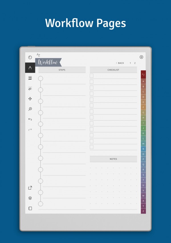 Alphabetical A-Z Tabs Planner for reMarkable – Organize Contacts Easily