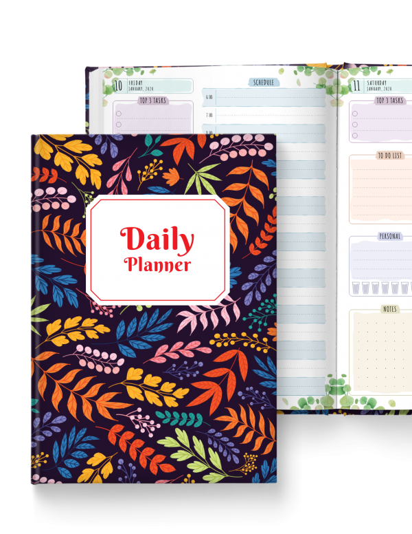 Daily Planner Hardcover - Floral Style