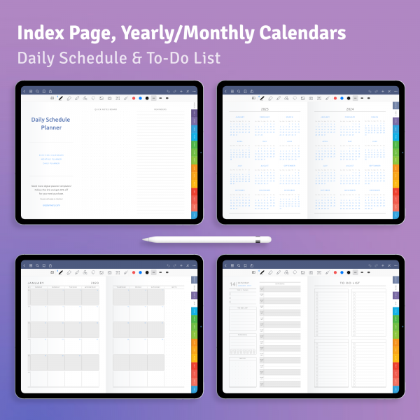 Download Digital Schedule Planner PDF for GoodNotes, iPad
