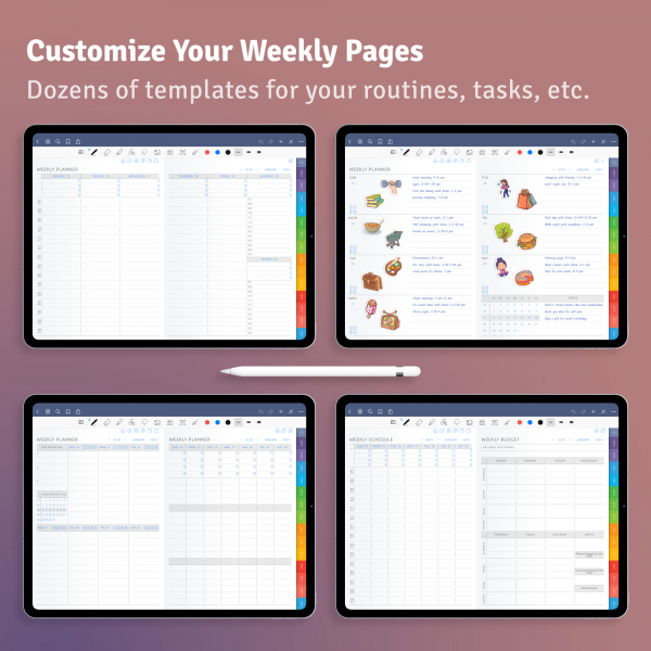 Download Weekly Digital Planner PDF for GoodNotes, iPad