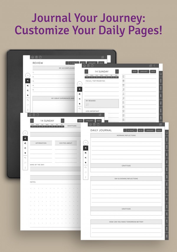 Kindle Scribe Daily Journal – Customizable Planner with Hyperlinked PDF