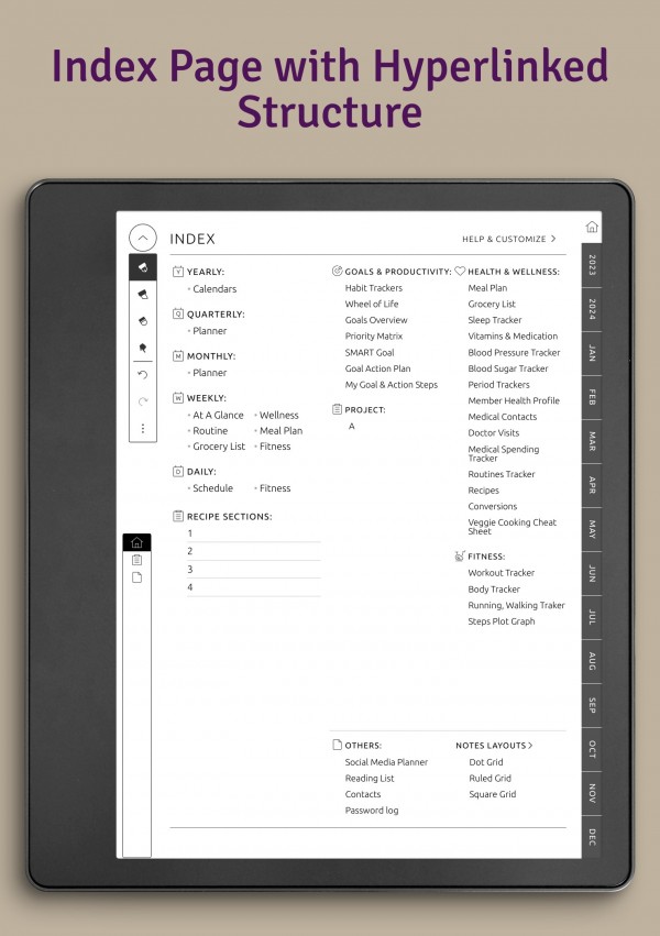 Kindle Scribe Health & Fitness Planner – Download Hyperlinked PDF