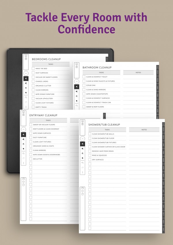 Download Kindle Scribe Household & Cleaning Planner Hyperlinked PDF