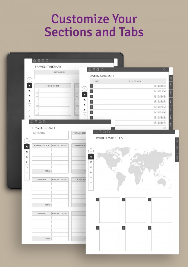Kindle Scribe Travel Planner – 130+ Hyperlinked Templates