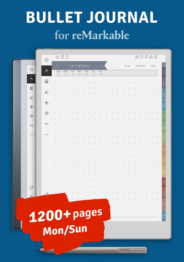 Bullet Journal for reMarkable - Customizable Digital Planning PDF