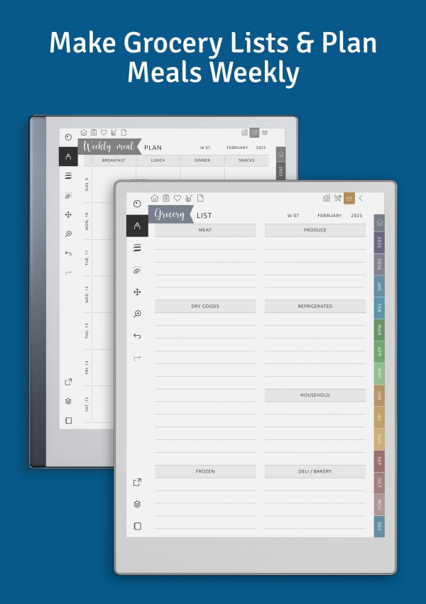 Meal Planner for reMarkable 2 / Paper Pro - Download PDF