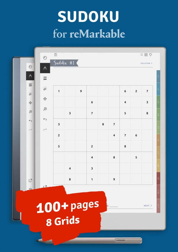 Sudoku Puzzles for reMarkable - Download Hyperlinked PDF