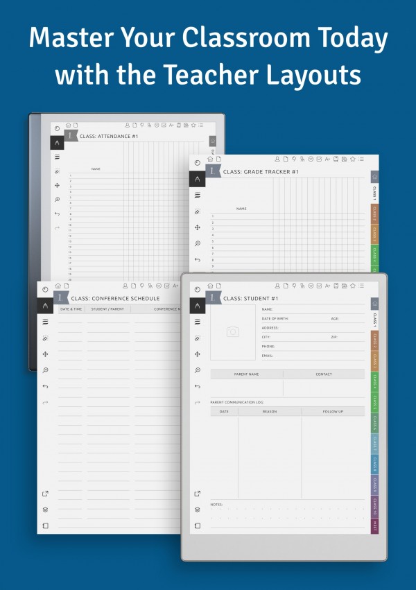 Teacher Planner for reMarkable - Download Hyperlinked PDF