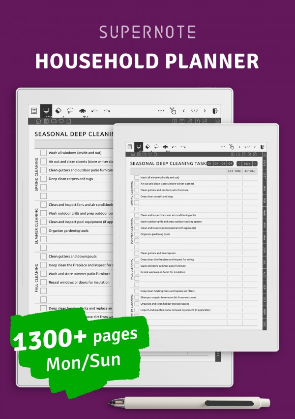 Download Supernote Household & Cleaning Planner Hyperlinked PDF