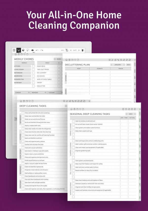 Download Supernote Household & Cleaning Planner Hyperlinked PDF