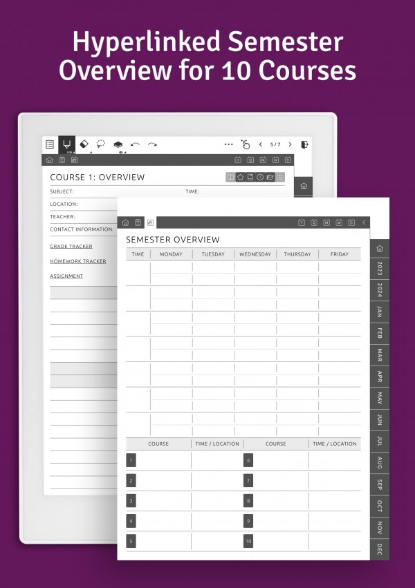 Download Student Planner PDF for Supernote A5 X & A6 X