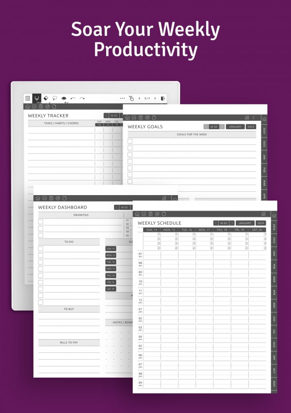 Download Supernote Weekly Schedule Planner Hyperlinked PDF