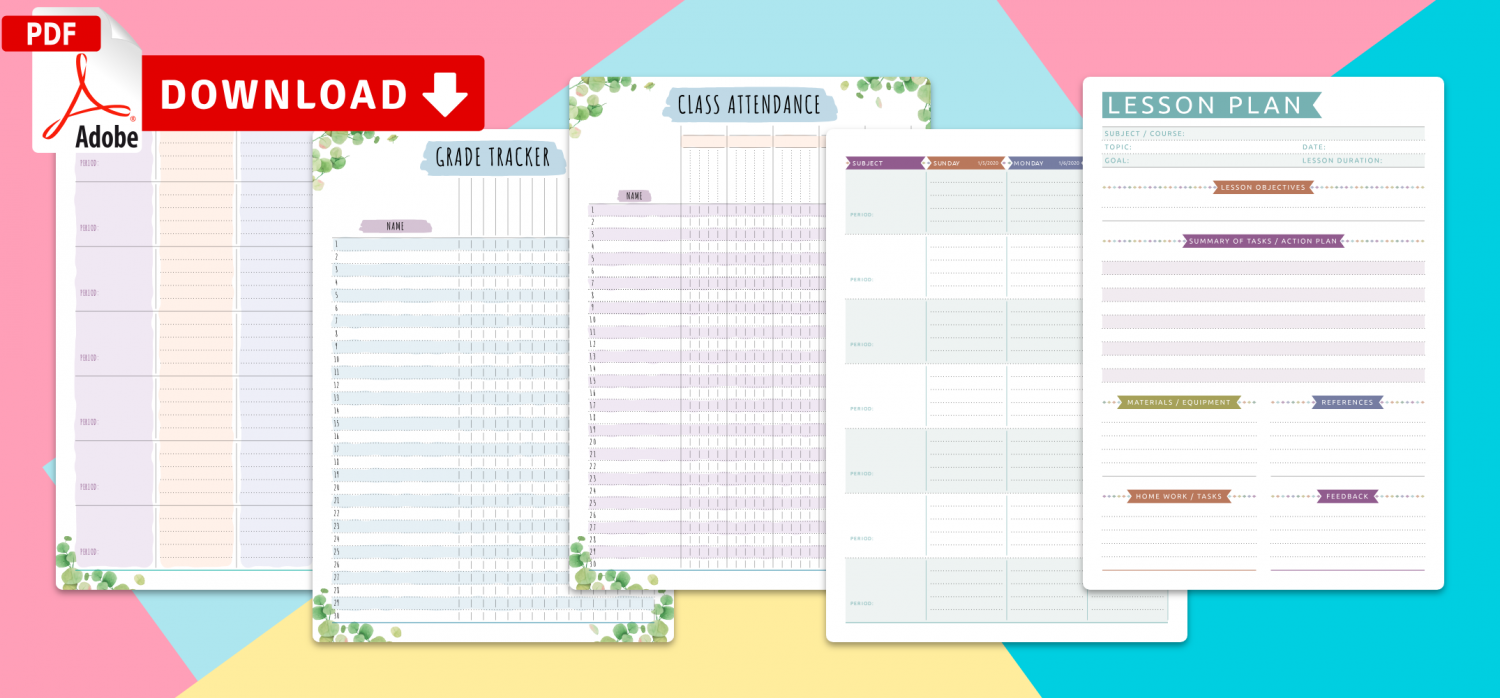 Printable Teacher Planner Templates Download PDF