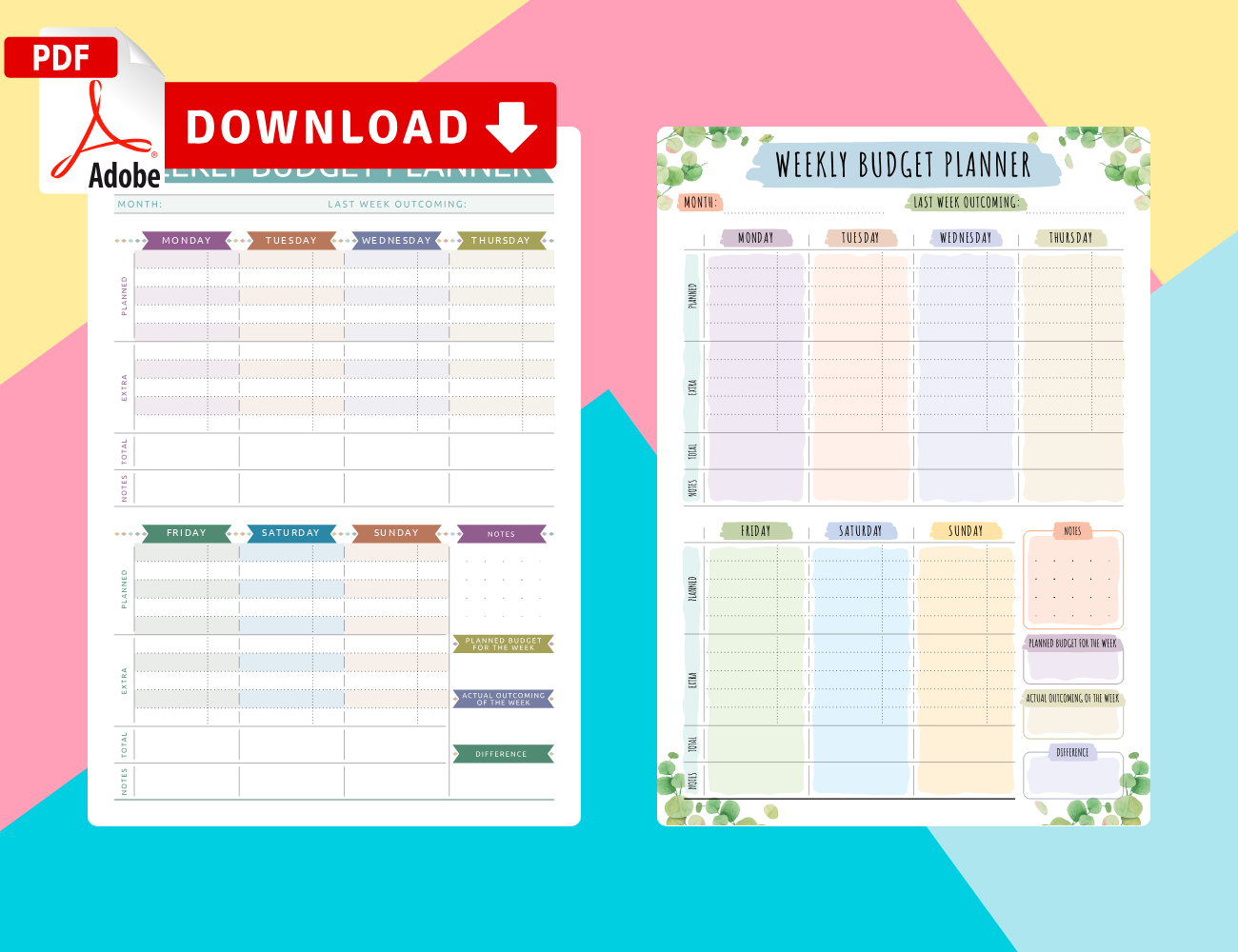 Weekly Budget Planner Templates Download PDF