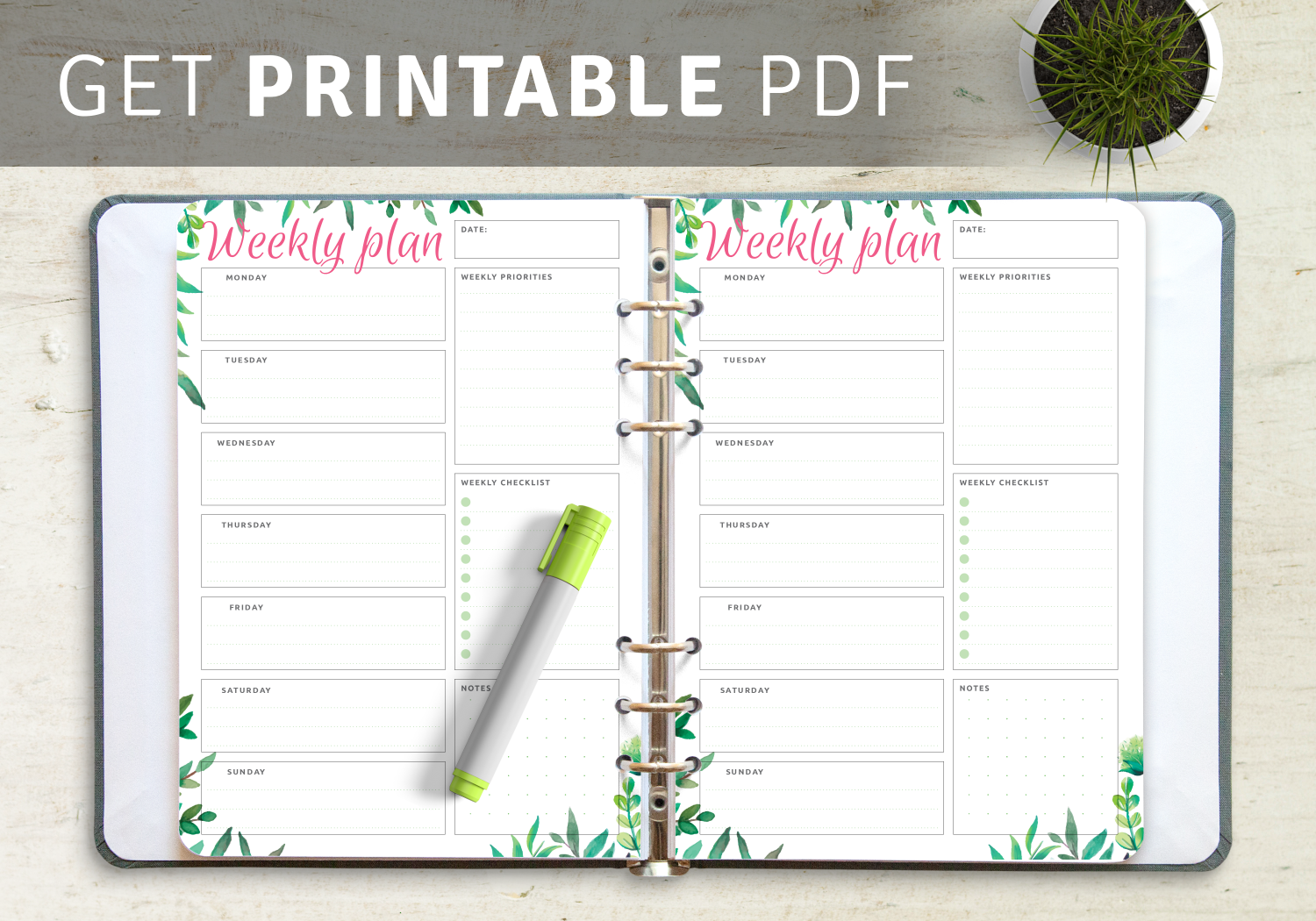 Calendars Planners Paper Party Supplies Weekly Planner Printable 