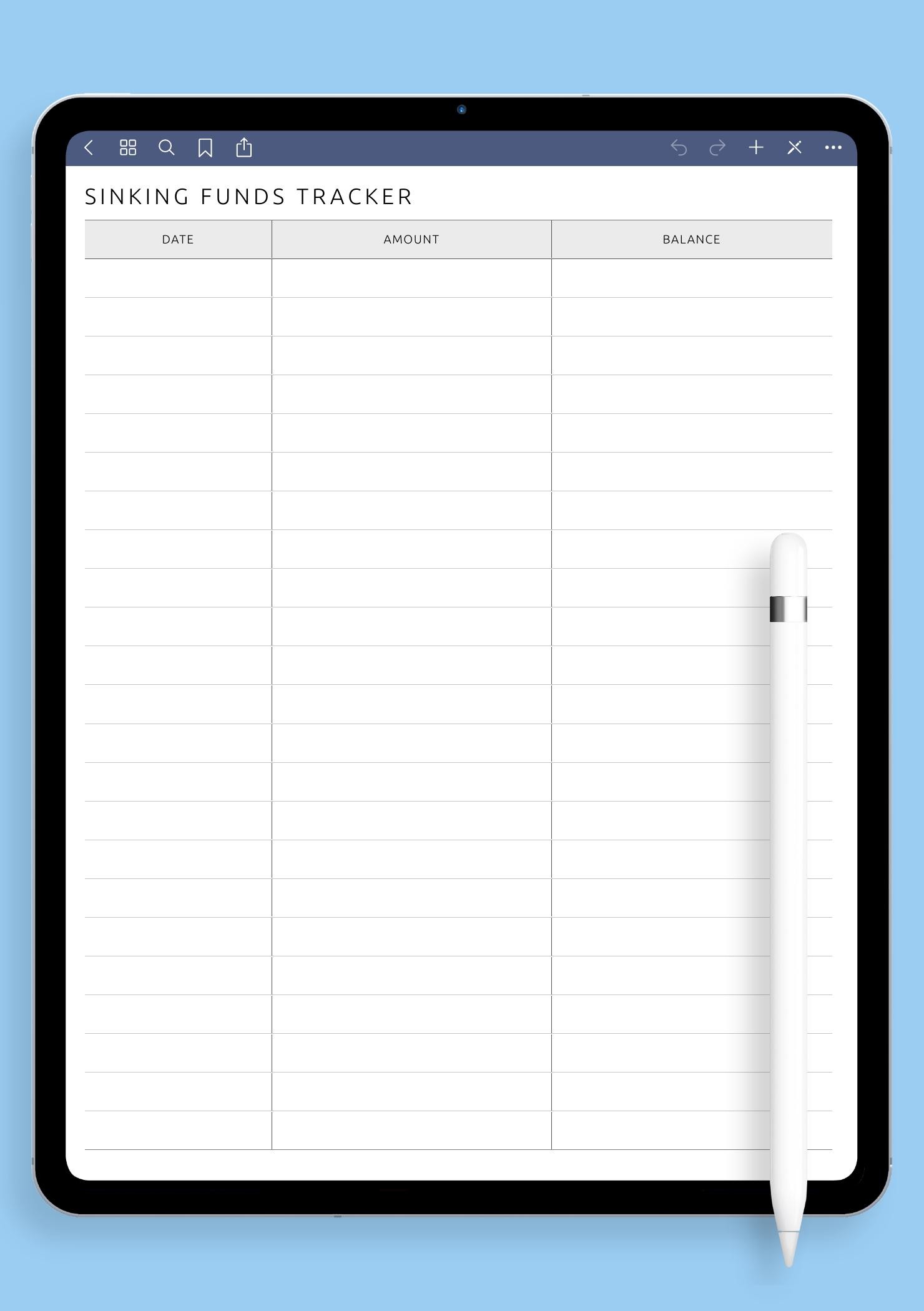 Download Printable Blank Sinking Funds Tracker Template PDF