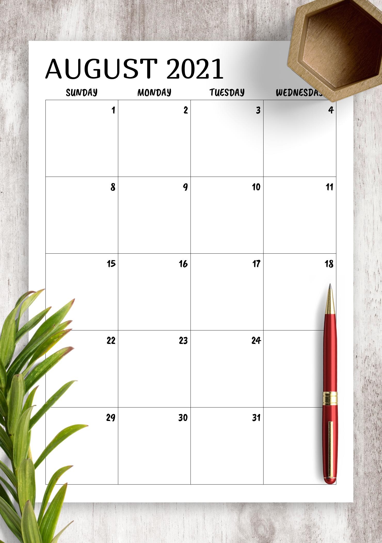Download Printable Minimal monthly calendar PDF