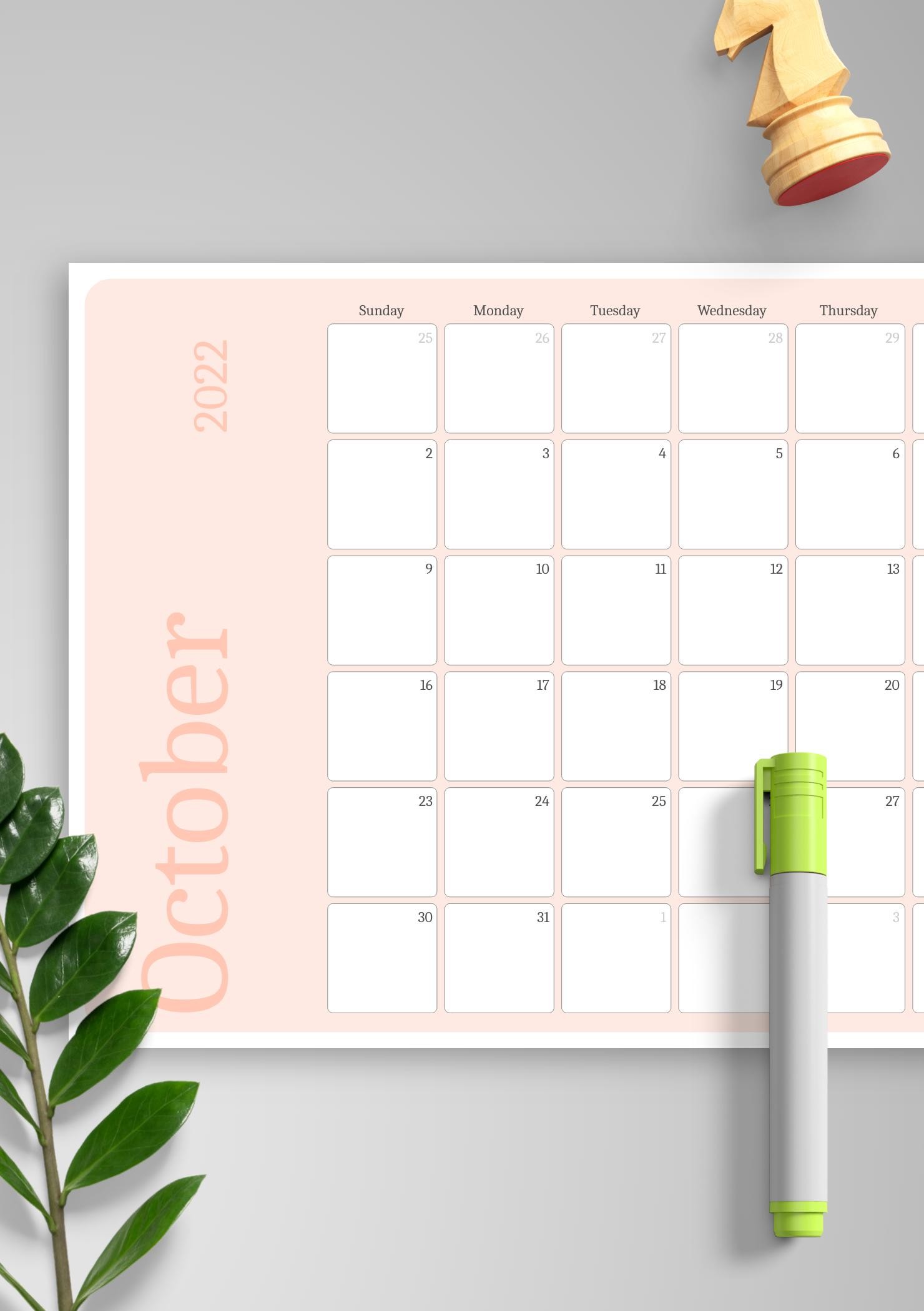 Download Printable Pink Monthly Calendar PDF
