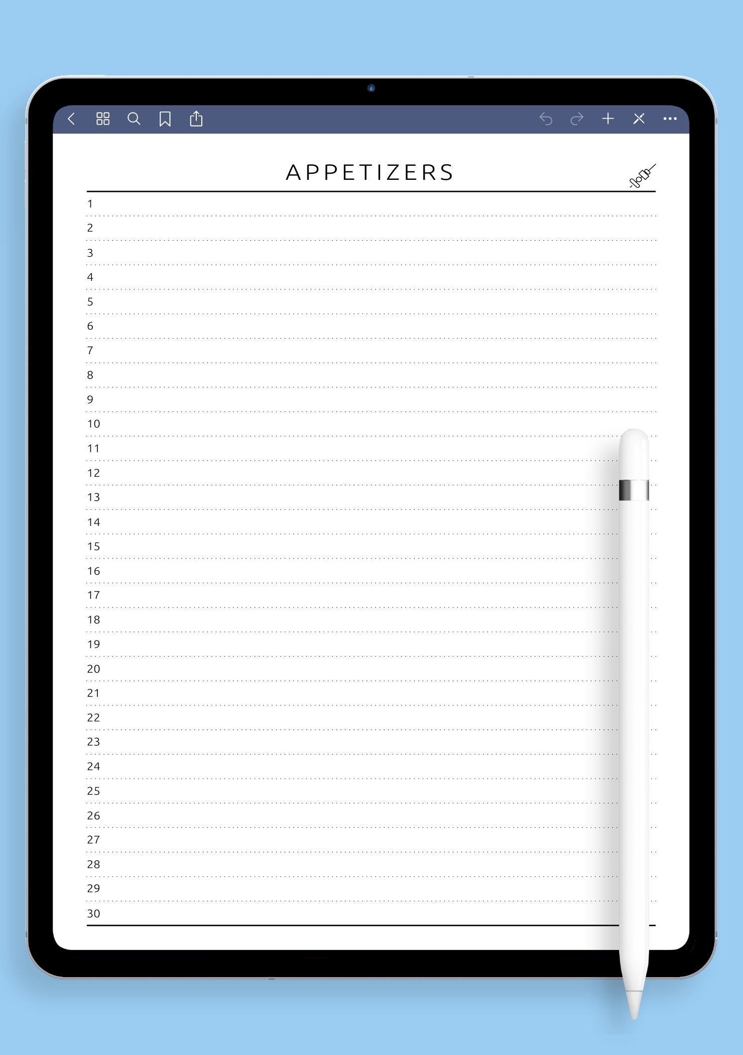 Download Printable Recipe List Template PDF