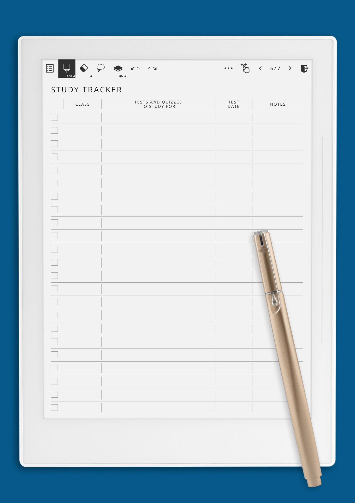 Download Printable Study and Homework Tracker Template PDF