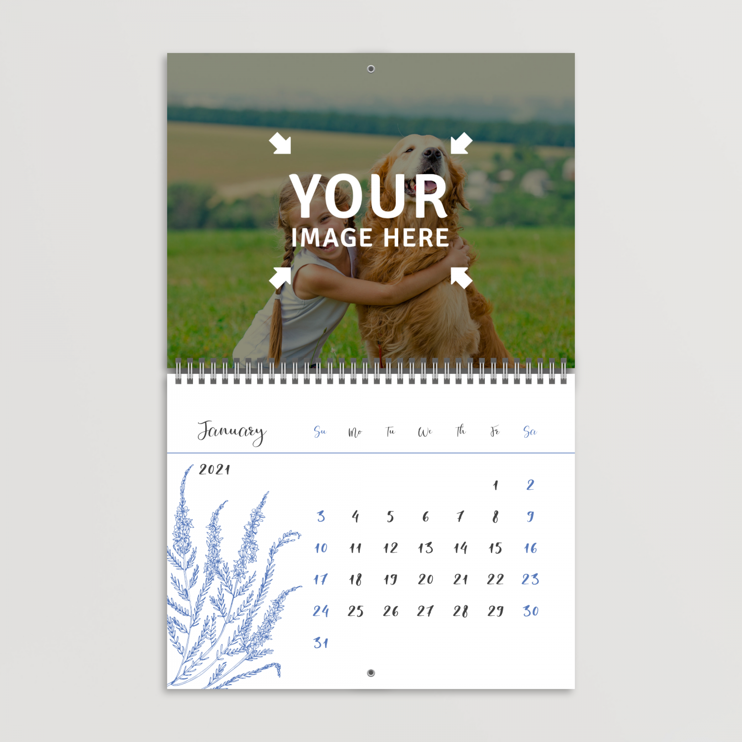 Custom Field Flowers Photo Calendar - Create Wall Calendar with Unique ...