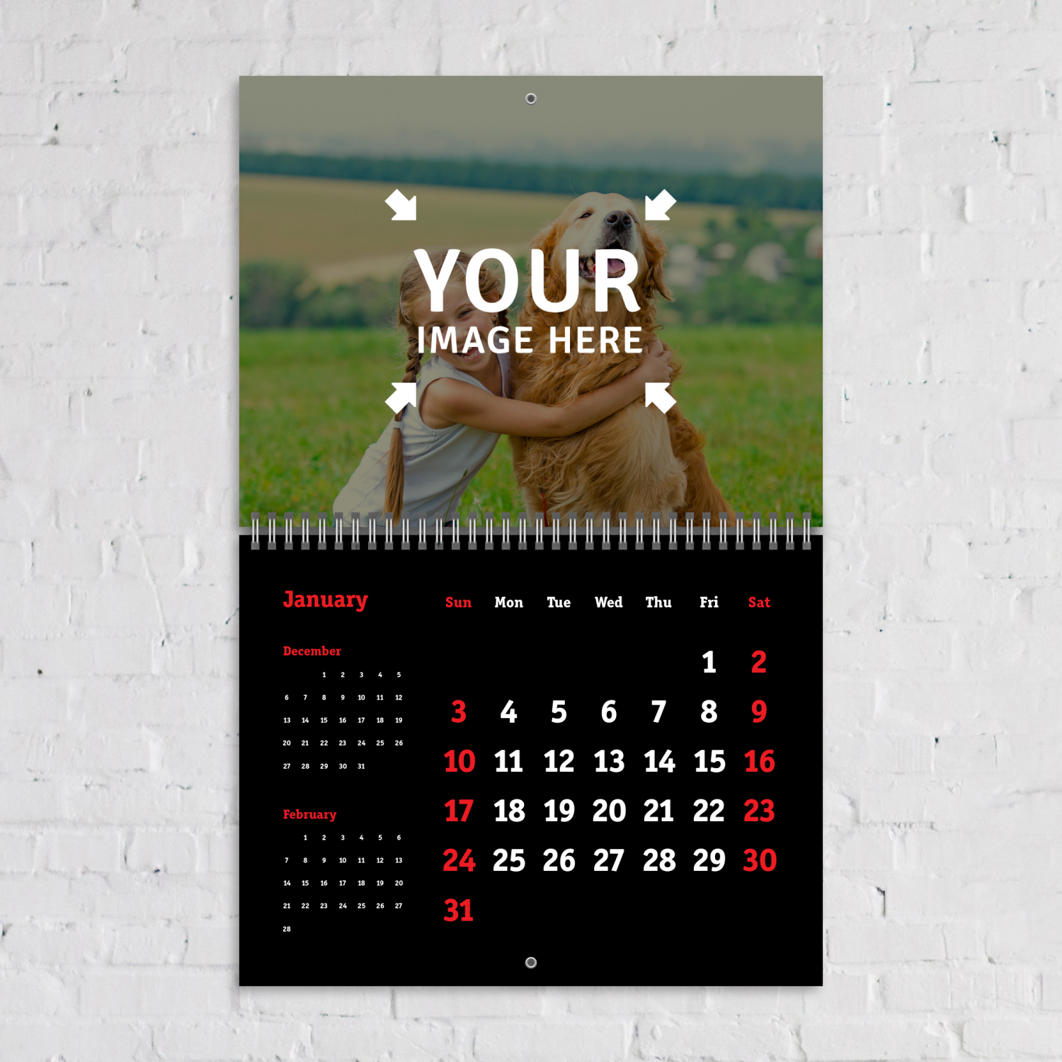 Download Printable Classic Dark Photo Calendar PDF