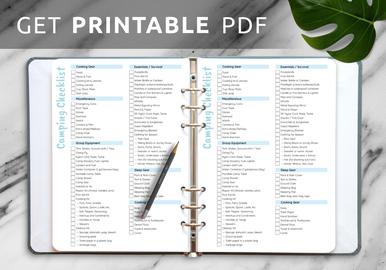 Download Printable Camping Checklist Template PDF Download Printable Camping Checklist Template PDF